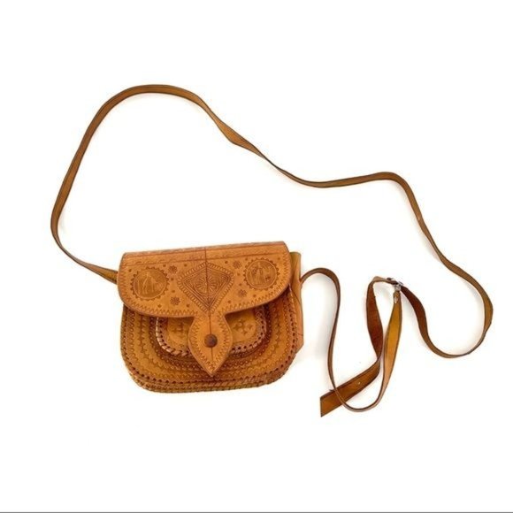 Hand Crafted | Bags | Leather Hand Made Crossbody Purse With Button ...